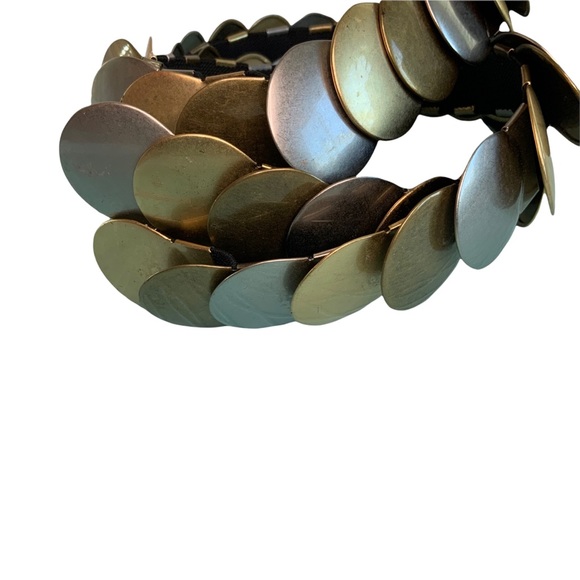 Accessories | Vintage Metal Stretch Belt Round Discs Gold Silver Brass ...